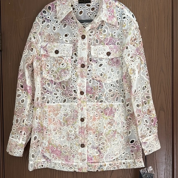 kathy ireland | Jackets & Coats | Kathy Ireland Floral Eyelet Jacket ...